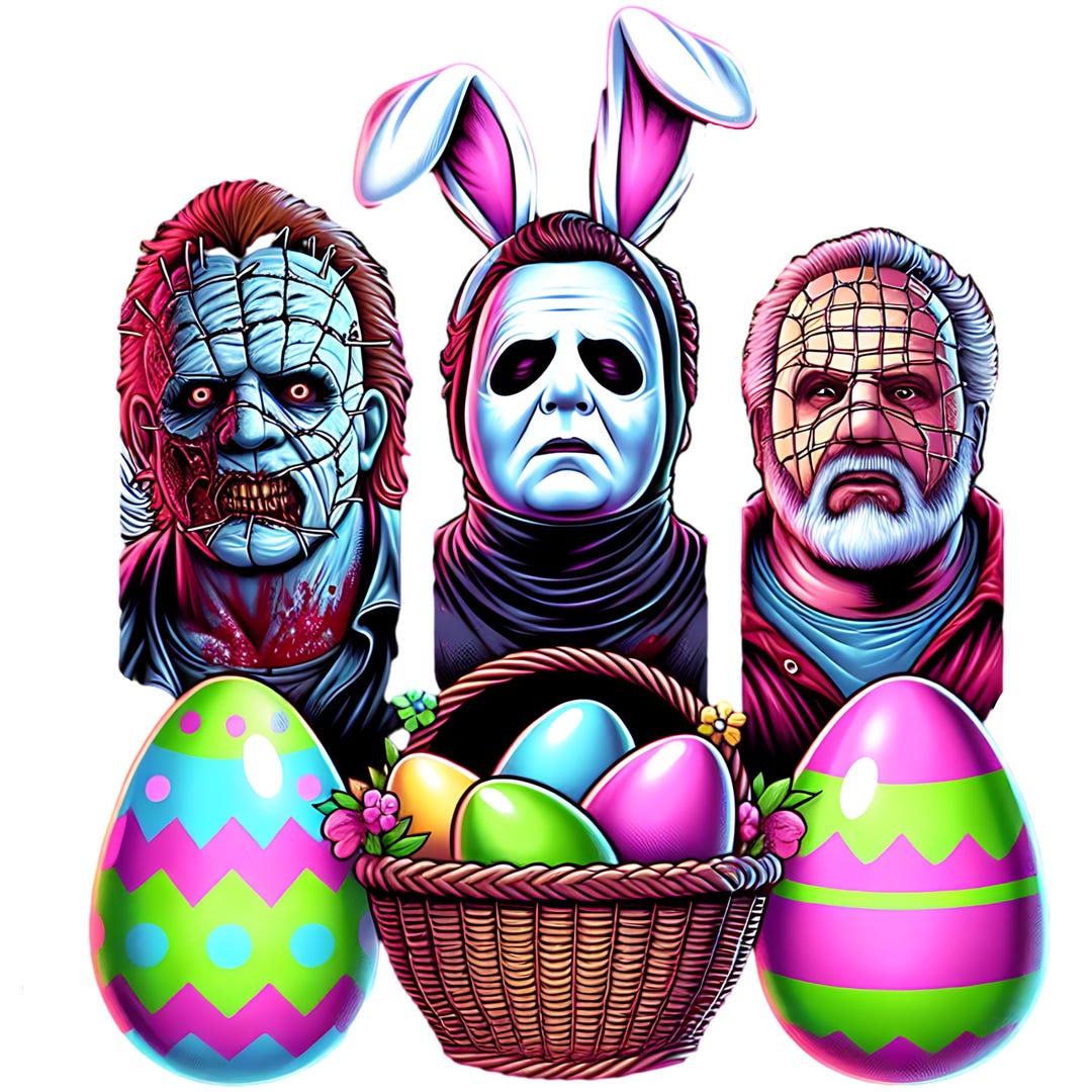 Terrifying Horror Characters With Easter Elements Colorful Eggs and ...