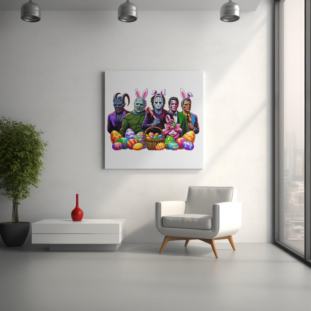 Horror Movie Characters Wearing Easter Bunny Ears With Basket of ...