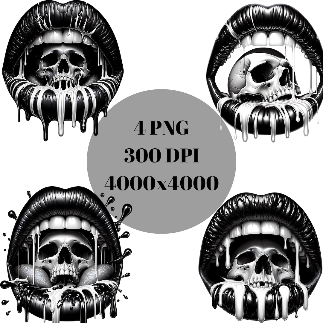 Dark Edgy Skull Mouth Designs - Instant Download Sublimation Clipart ...