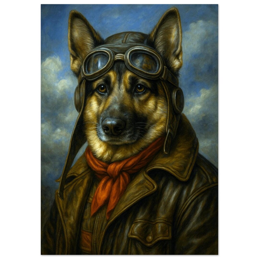 Custom Dog Aviator Wall Art – Personalized Pet Portrait on Matte Paper ...