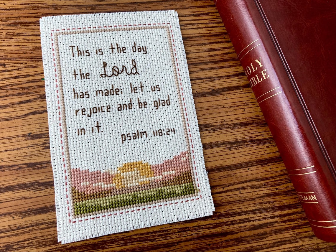 Bible Verse Cross Stitch Pattern Sunset Cross Stitch Bible Verse Cross ...