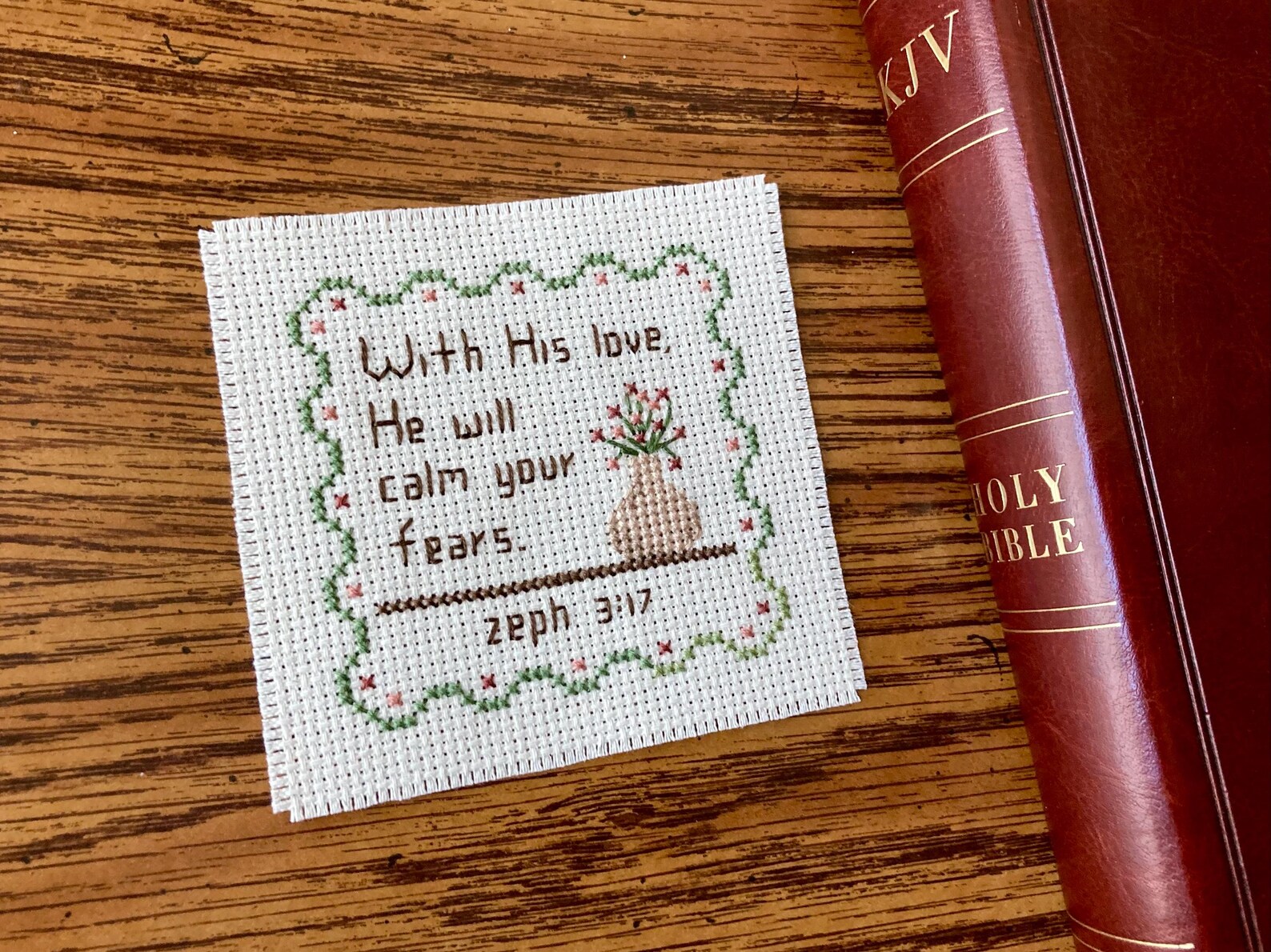 Bible Verse Cross Stitch Pattern Floral Cross Stitch Bible Verse Cross ...