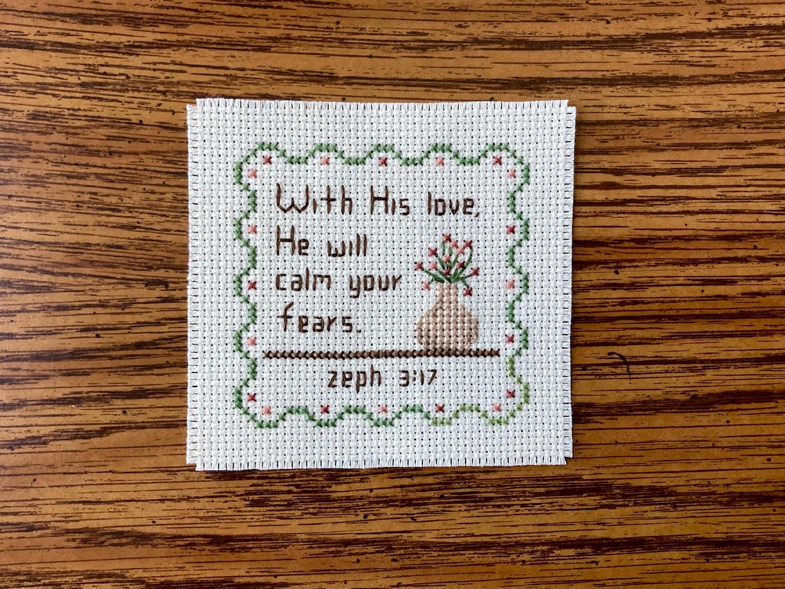 Bible Verse Cross Stitch Pattern Floral Cross Stitch Bible Verse Cross ...