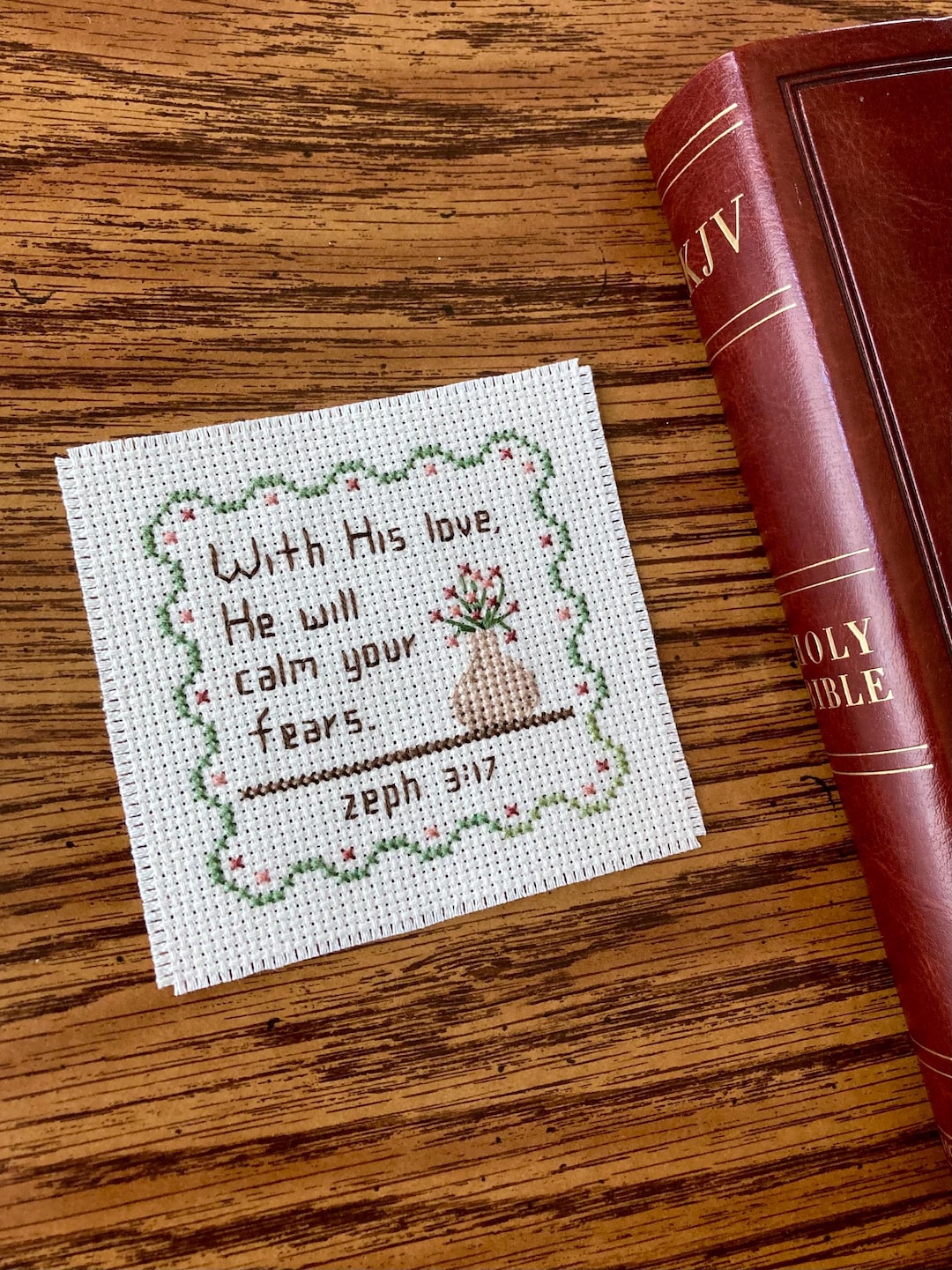 Bible Verse Cross Stitch Pattern Floral Cross Stitch Bible Verse Cross ...