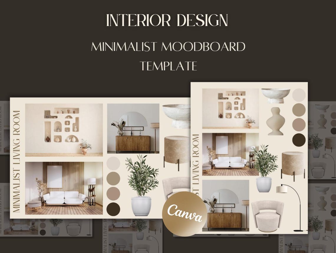 Interior Design Mood Board Template-minimalist Template- Living Room ...