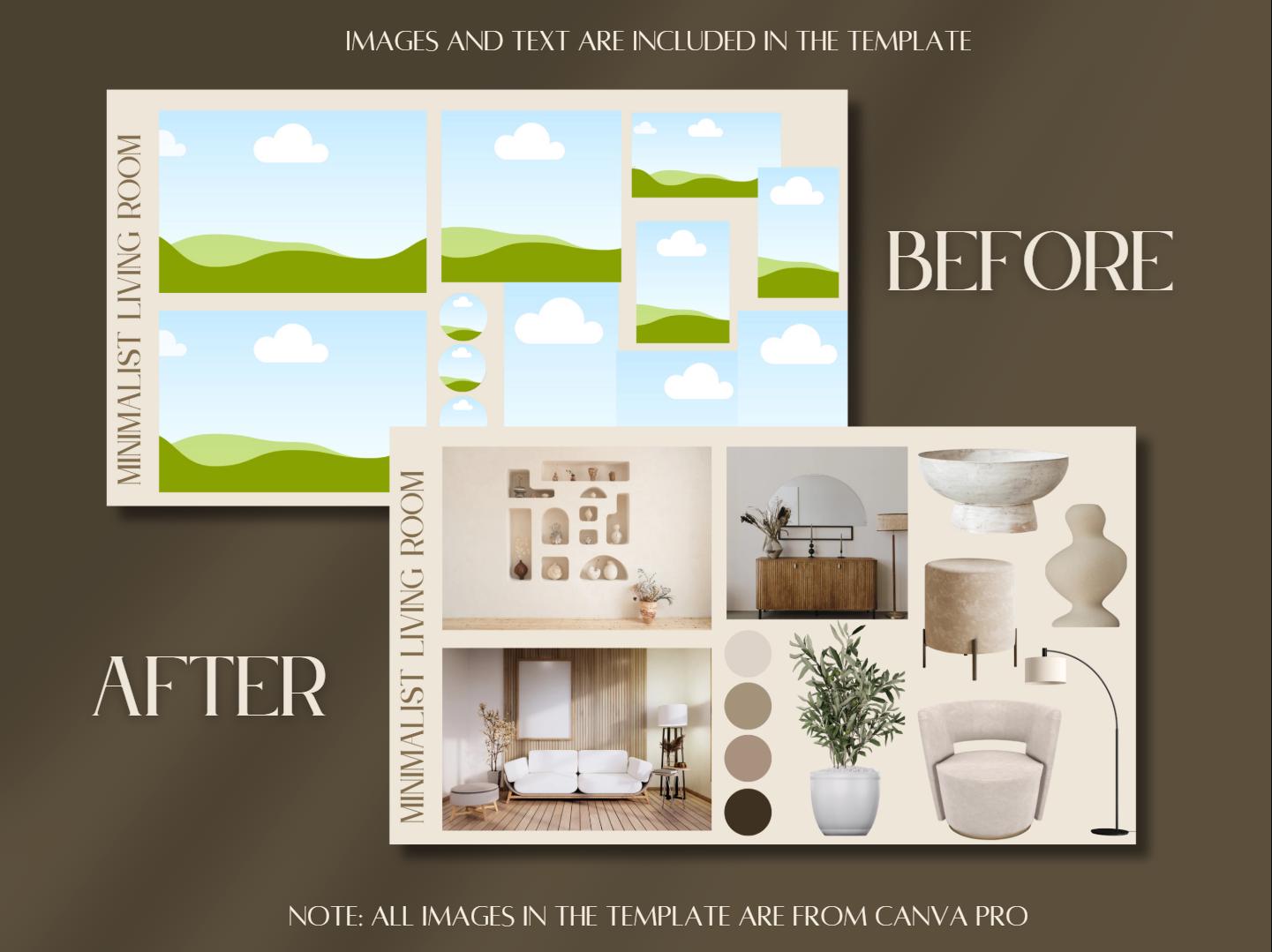 Interior Design Mood Board Template-minimalist Template- Living Room ...