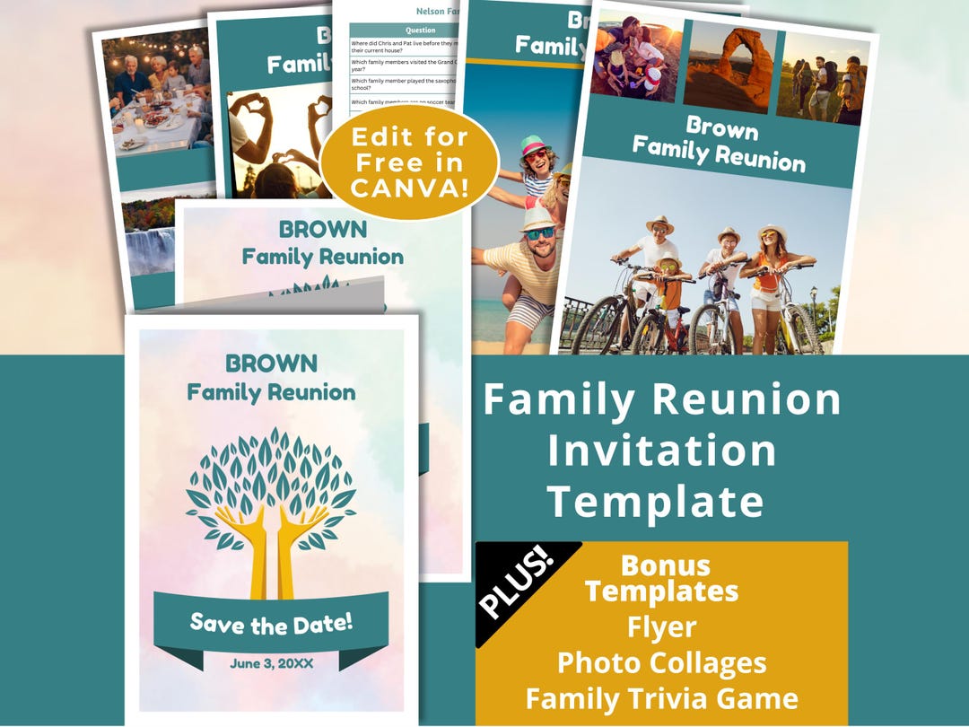 DIY Invitation++ | Family Reunion Canva Template | Bonus Templates ...