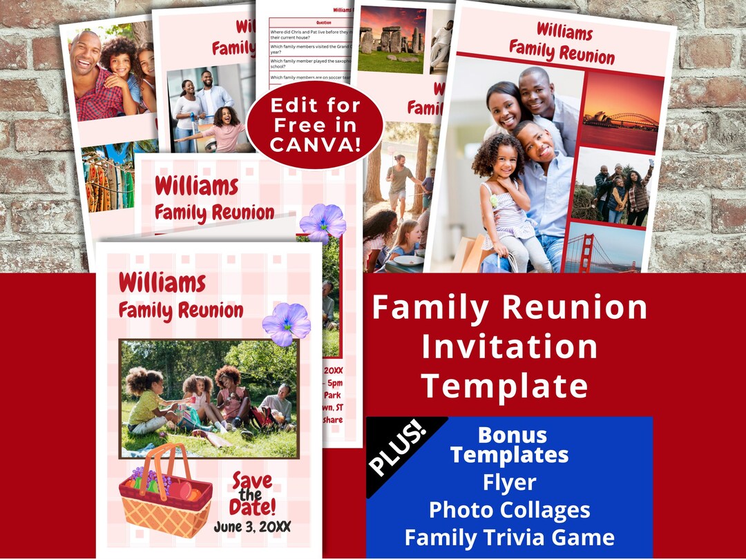 Family Reunion Invitation++ DIY Canva Template | Bonus Templates: Flyer ...