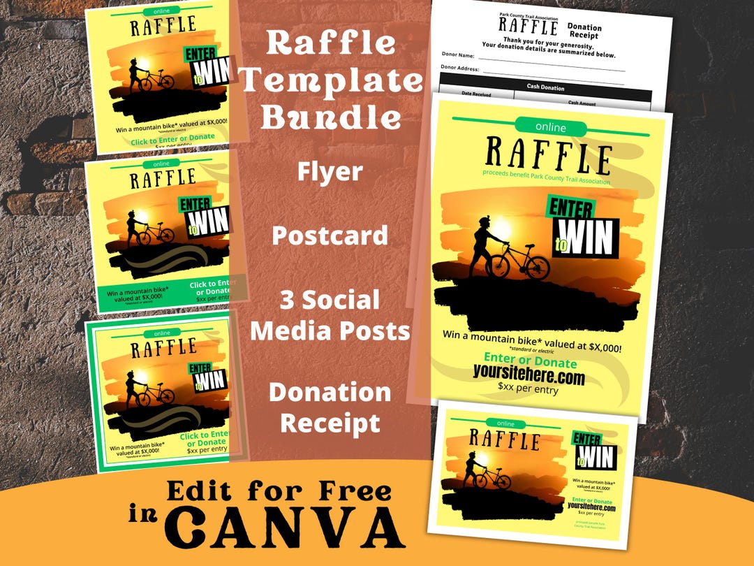 Raffle Template Set | Editable Canva Template | Raffle Template Bundle ...