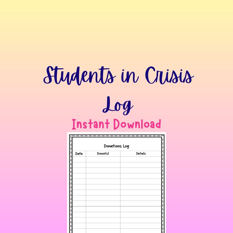 School Social Work, School Counselor Students in Crisis Log, Template ...