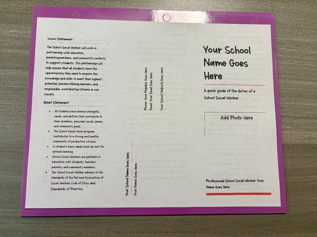 Editable School Social Work, School Counselor Brochure - Etsy