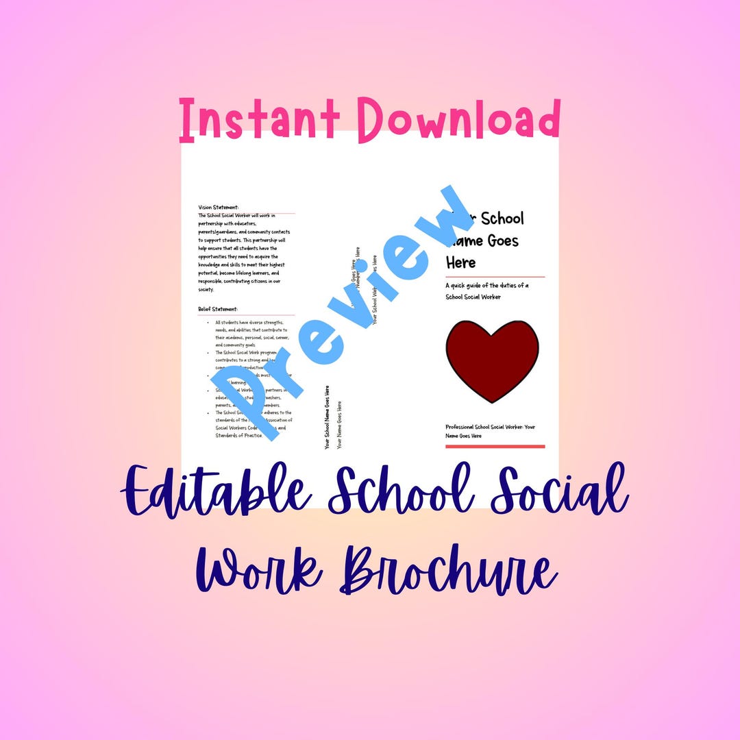 Editable School Social Work, School Counselor Brochure - Etsy