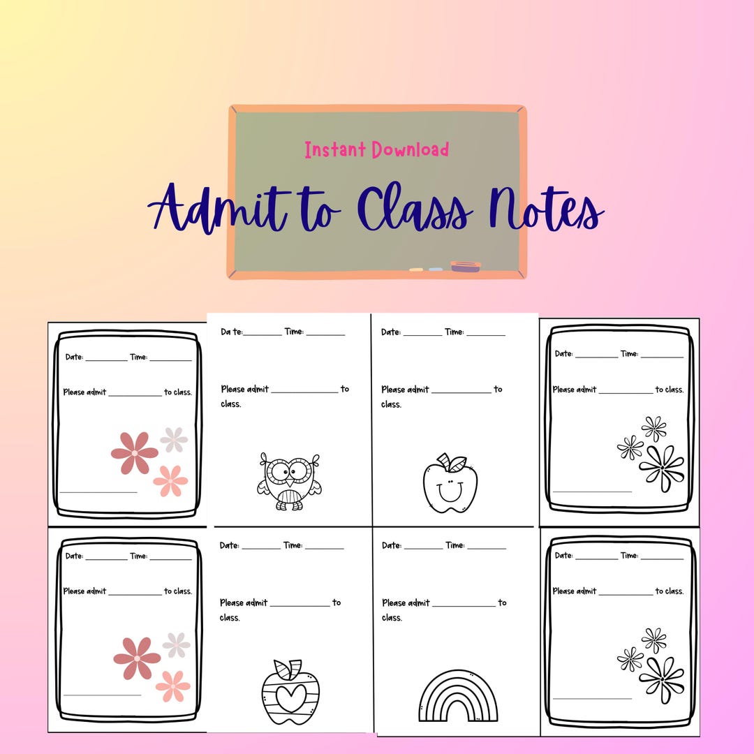Admit to Class Notes for School Social Work (digital Download) - Etsy