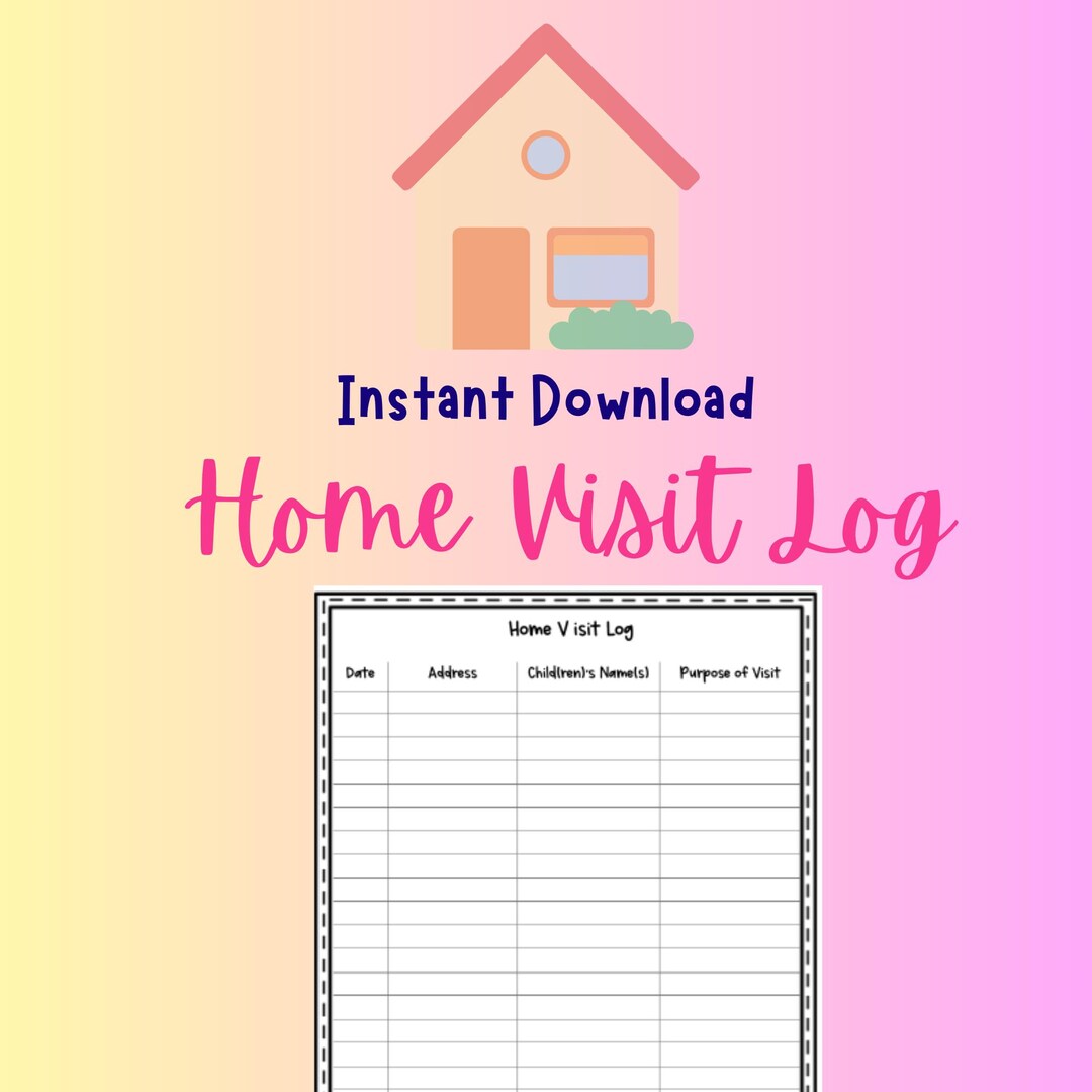 School Social Work, School Counseling, Home Visit Log, Template - Etsy