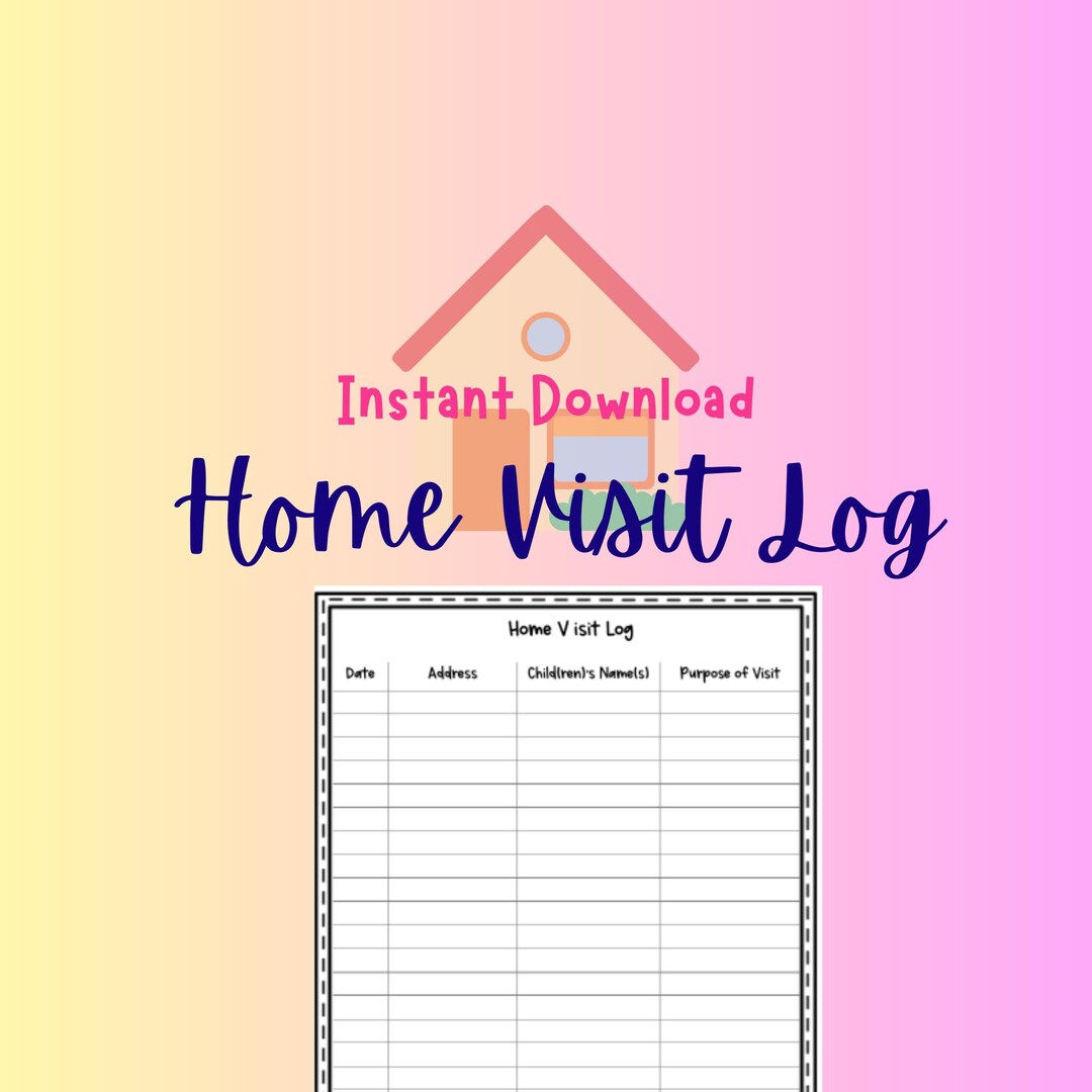 School Social Work, School Counseling, Home Visit Log, Template - Etsy