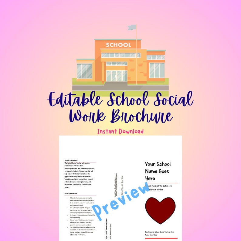 Editable School Social Work, School Counselor Brochure - Etsy