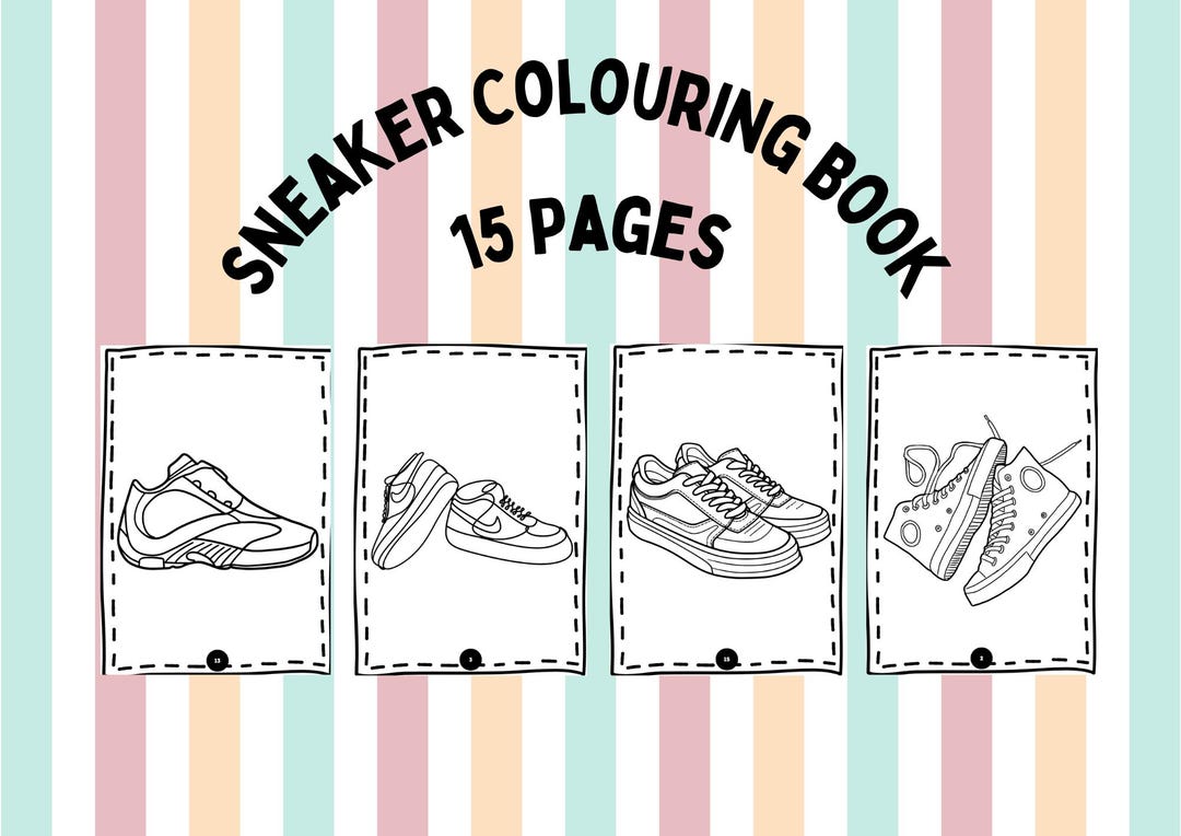 Sneaker Colouring Book, Instant Download, Printable, PDF, Colouring ...