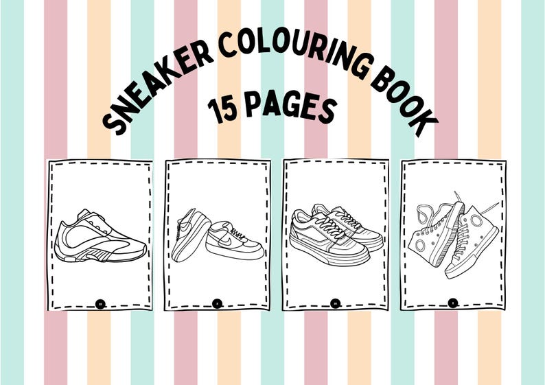 Sneaker Colouring Book, Instant Download, Printable, PDF, Colouring ...