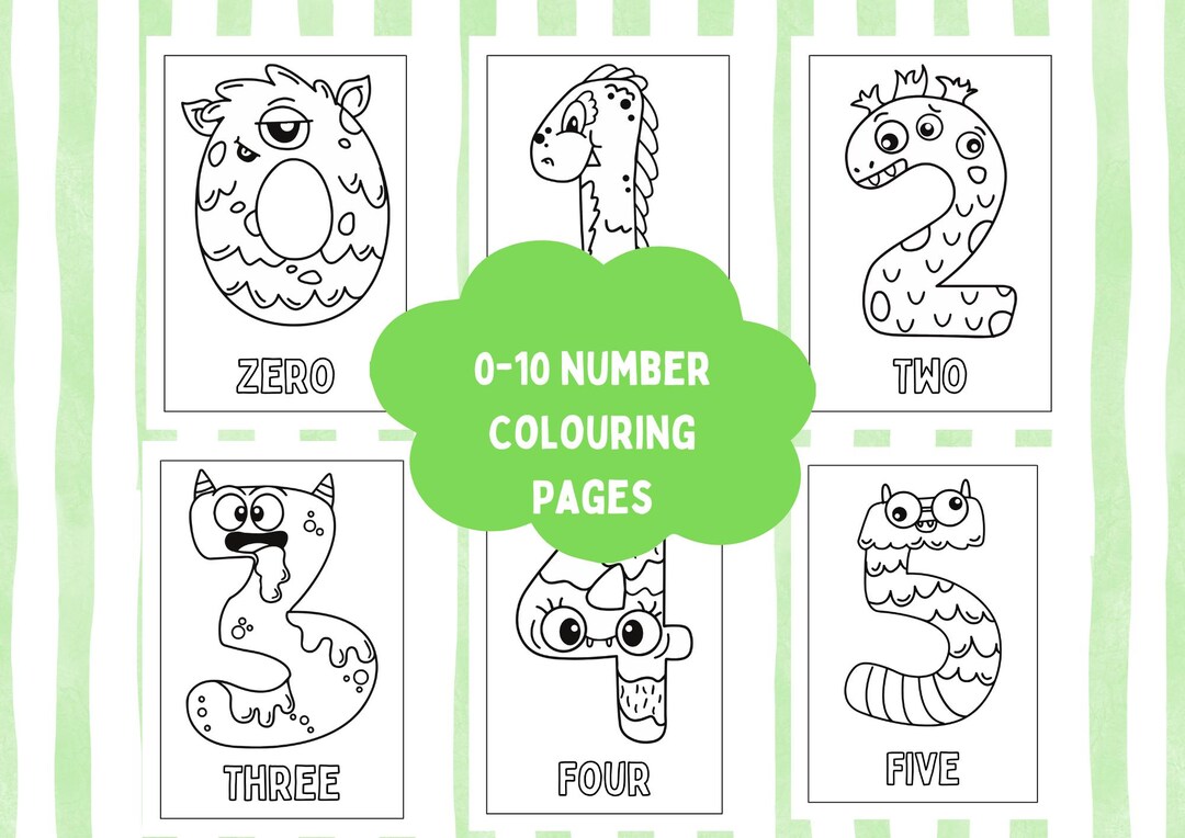 Monster Number Coloring Book, 0-10 Printable (PDF) - Etsy