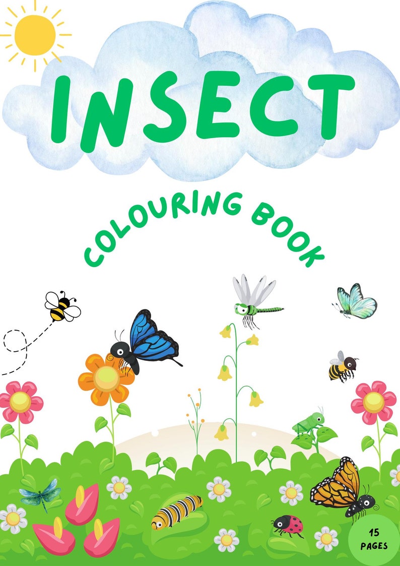 Insect Coloring Book for Kids, Instant Digital Download, PDF, Printable ...