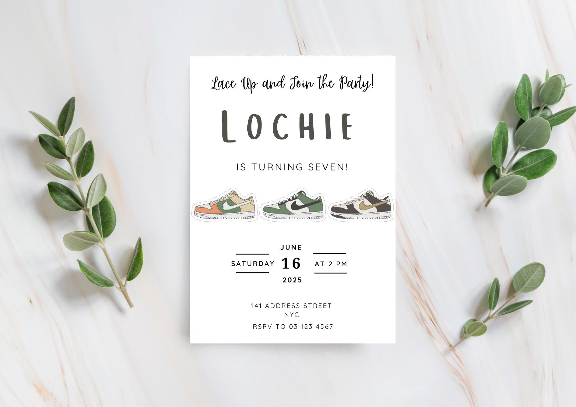 Sneaker Birthday Party Invitation Template, Lace up and Join the Party ...