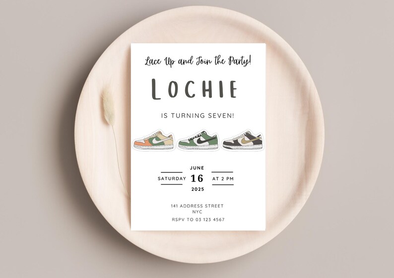 Sneaker Birthday Party Invitation Template, Lace up and Join the Party ...
