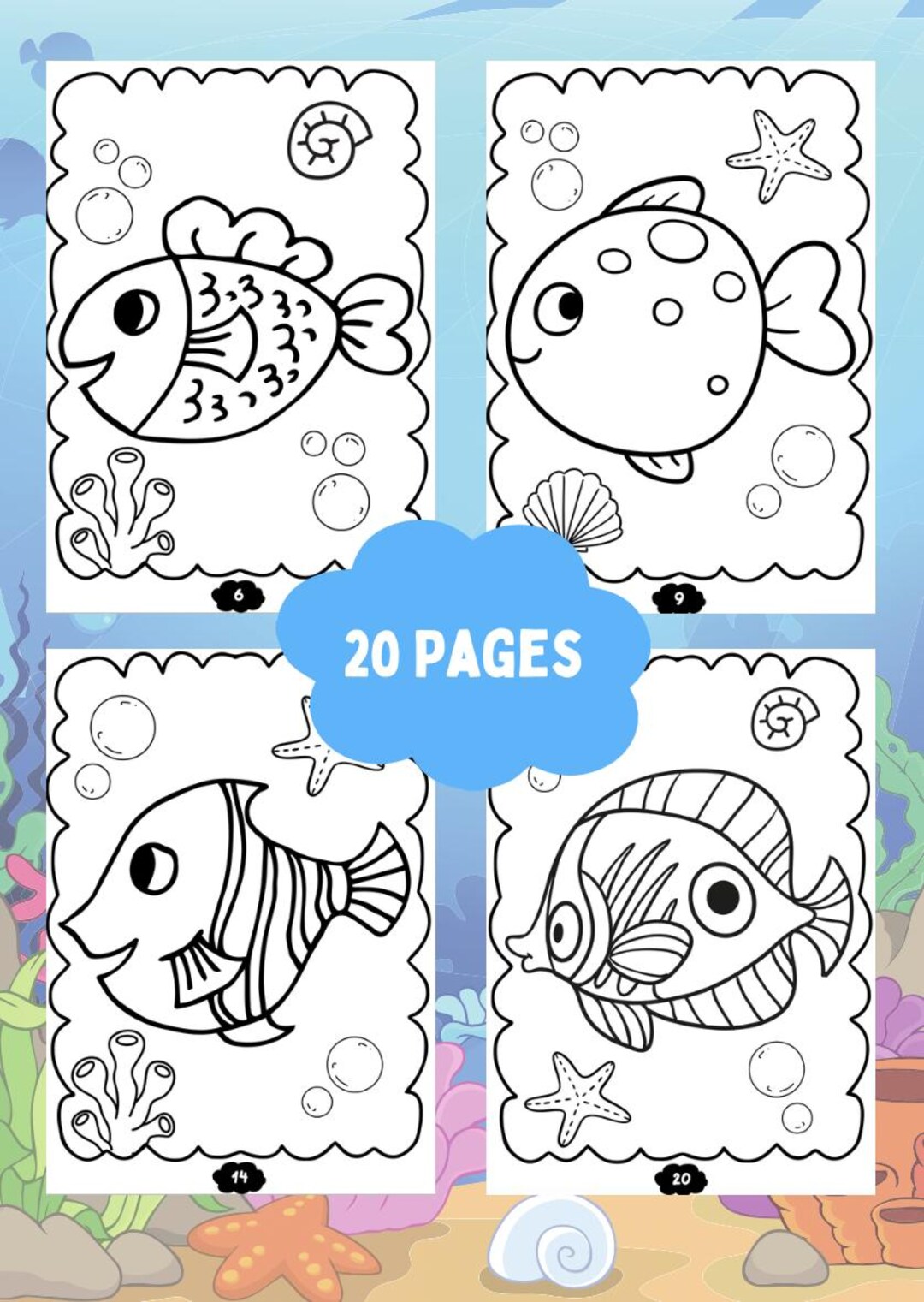 Fish Colouring Book, Fish Colouring Pages, Instant Digital Download ...