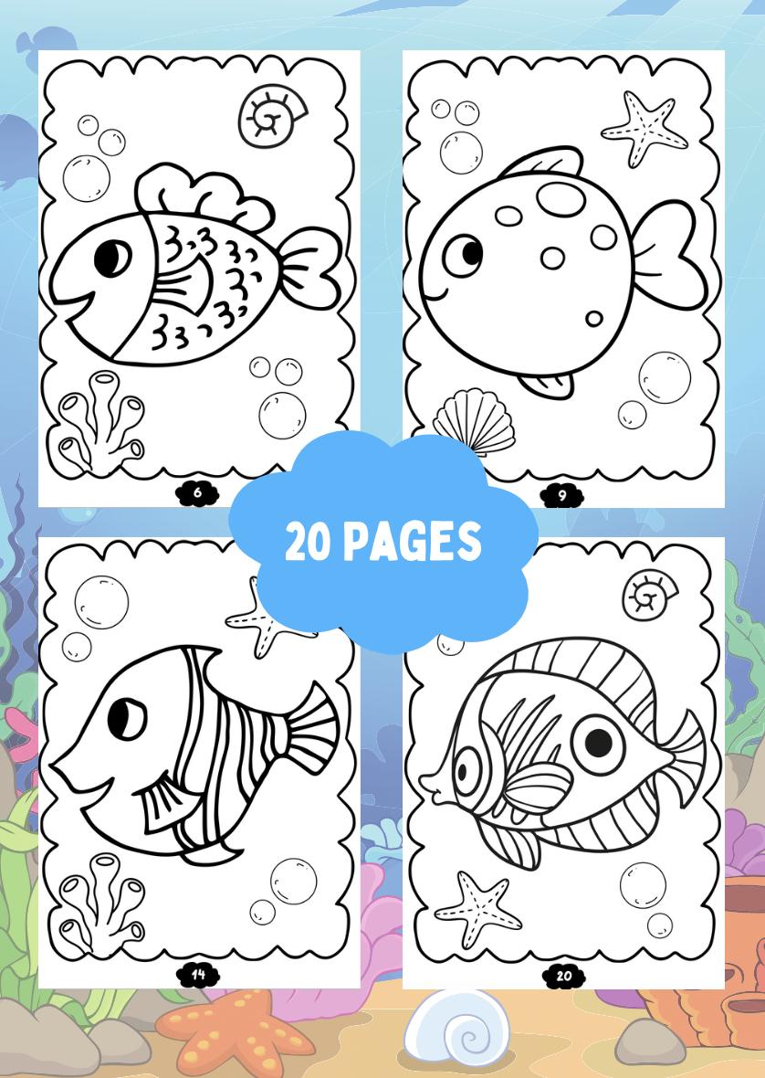Fish Colouring Book, Fish Colouring Pages, Instant Digital Download ...