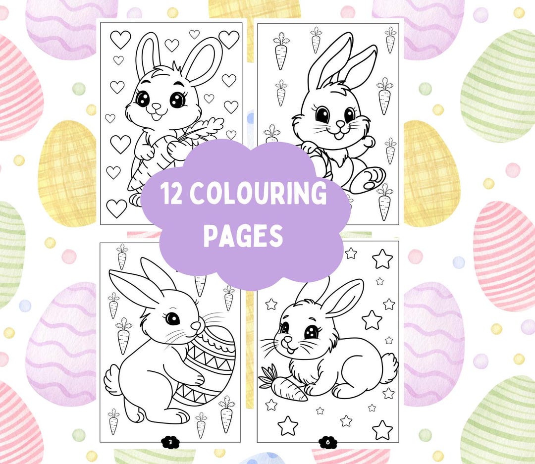 Easter Bunny Colouring Book, 12 Printable Pages (PDF Download) - Etsy