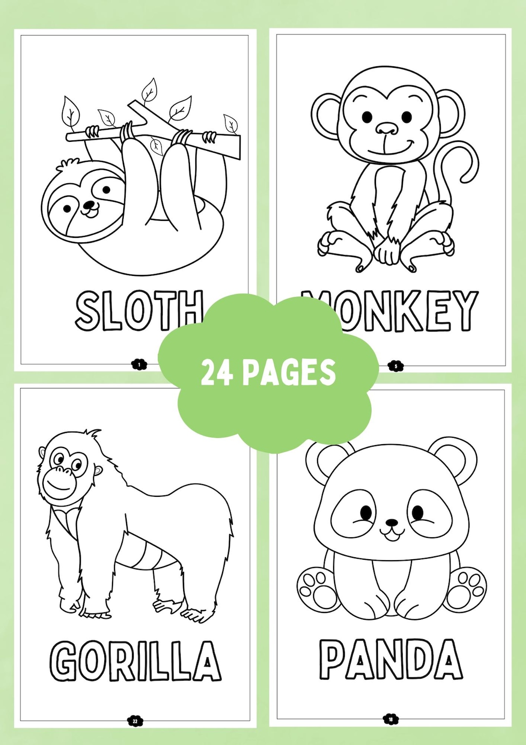 Zoo Animal Colouring Pages, 24 Pages, PDF Instant Download, Printable ...