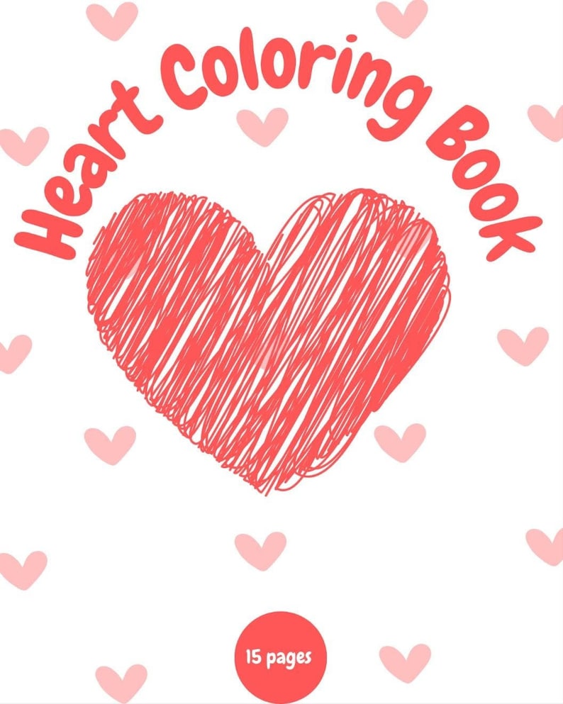 Love Heart Coloring Book, 15 Printable Pages (PDF) - Etsy