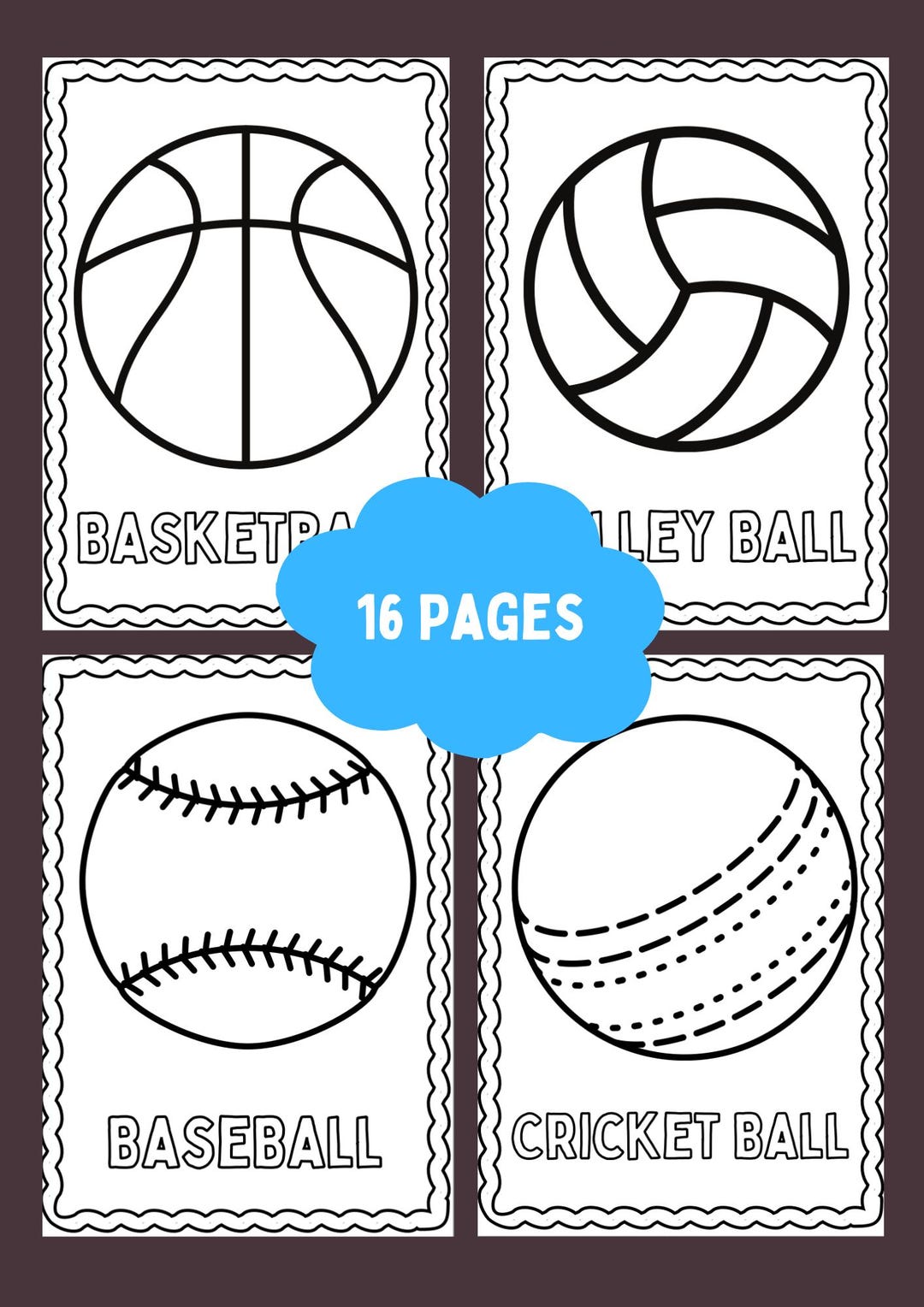 Sports Ball's Colouring Pages for Kids, Colouring Book, Activity for ...