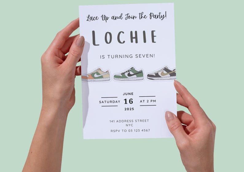 Sneaker Birthday Party Invitation Template, Lace up and Join the Party ...