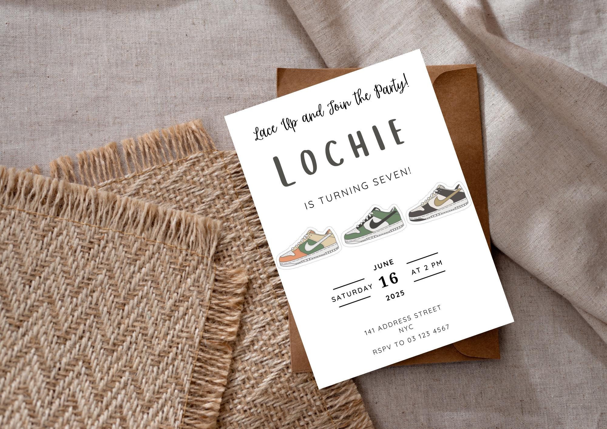 Sneaker Birthday Party Invitation Template, Lace up and Join the Party ...