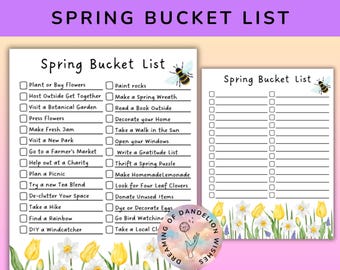 Spring Bucket List Printable, to Do List, Kids Activities, Spring ...