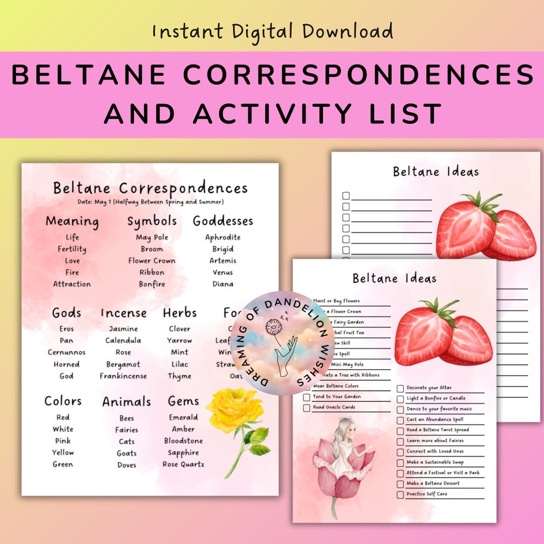 Beltane May Day Correspondences and Activity List - Etsy