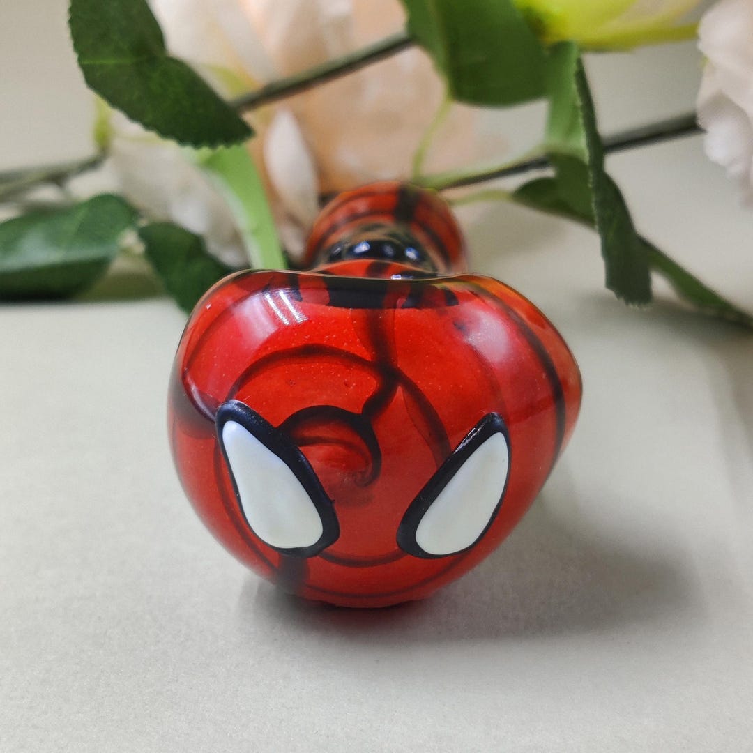 4.5'' Spider Hero Glass Pipe Girly Unique Handmade Spider-man Red Heady ...