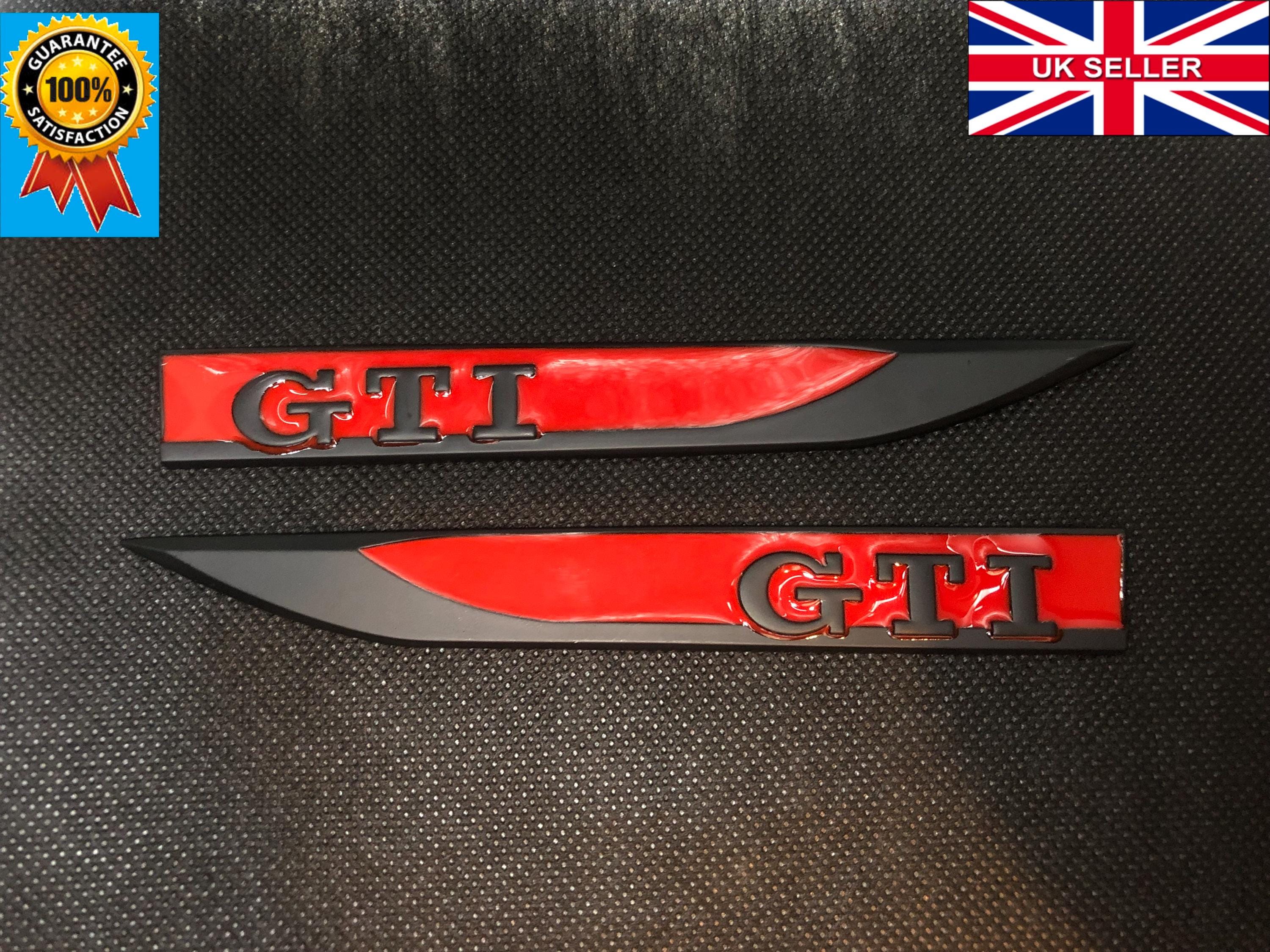 GTI Wing Badge Fender Emblem Side Logo Black & Red Sticker Decal Mk4 ...