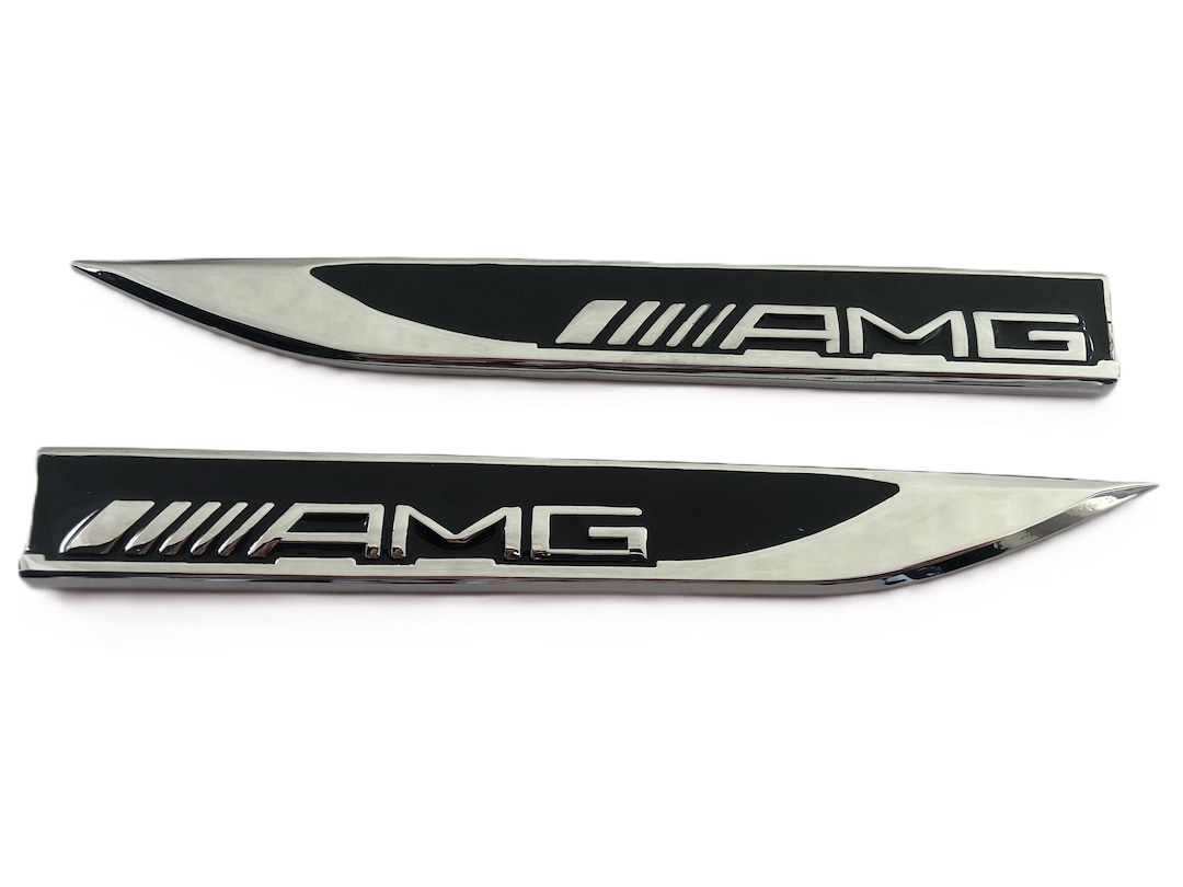 2x AMG Mercedes Emblem Badge Side Sticker Wing Fender Logo A B C E S ...