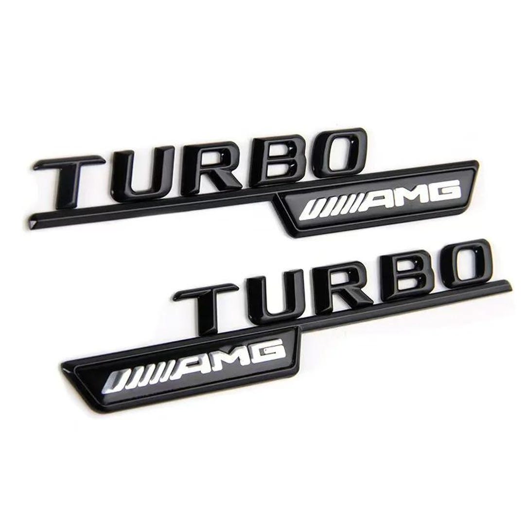 Turbo AMG Badge Mercedes Gloss Black AMG Wing Emblem Logo C E Class ...