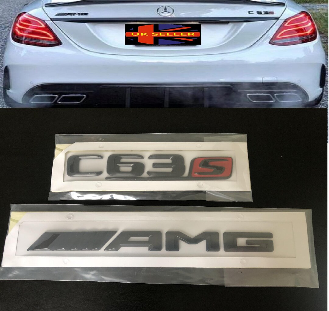 Mercedes Gloss Black Red C63S AMG Badge Rear Emblem Tailgate Logo C ...