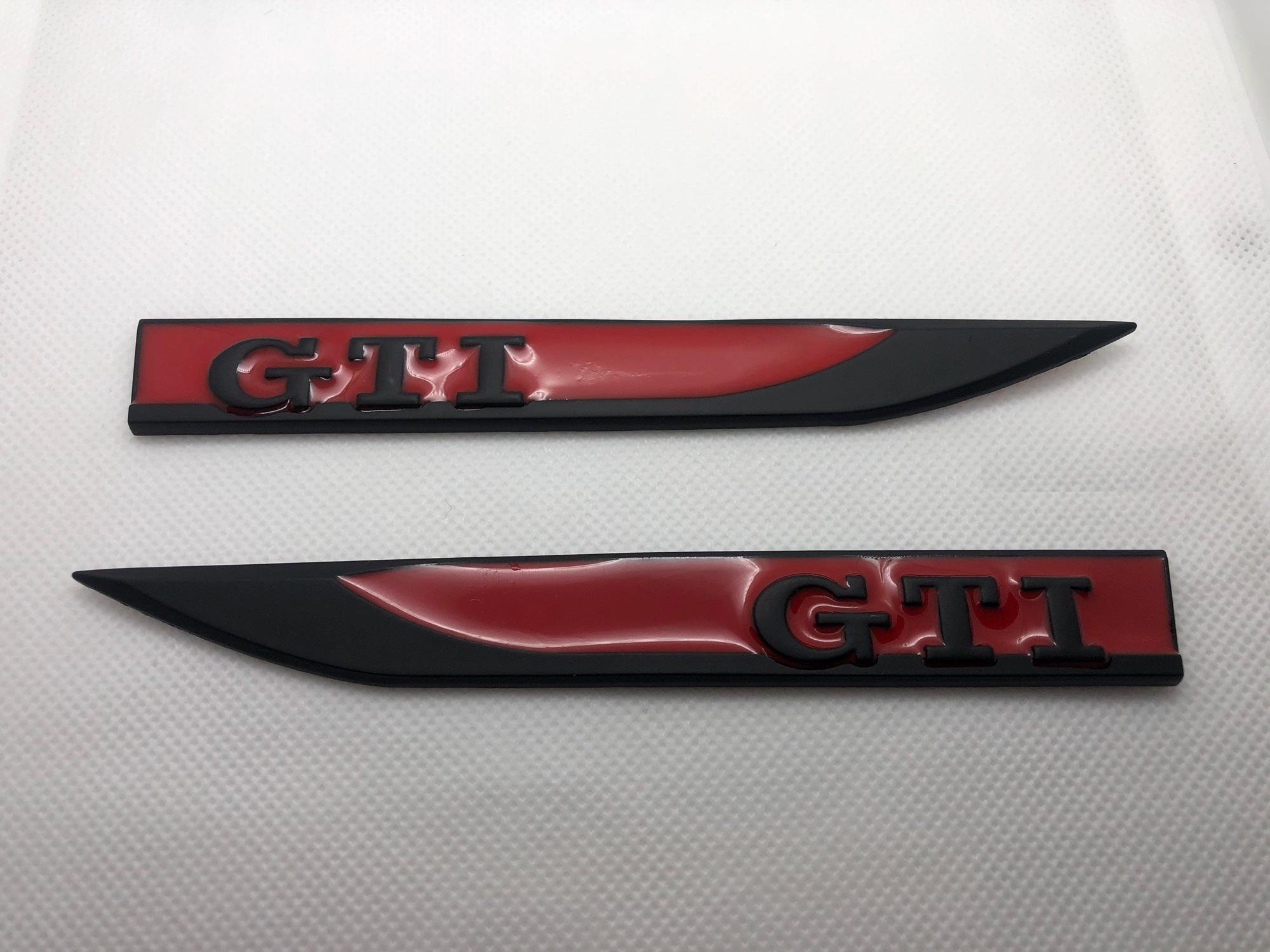 GTI Wing Badge Fender Emblem Side Logo Black & Red Sticker Decal Mk4 ...