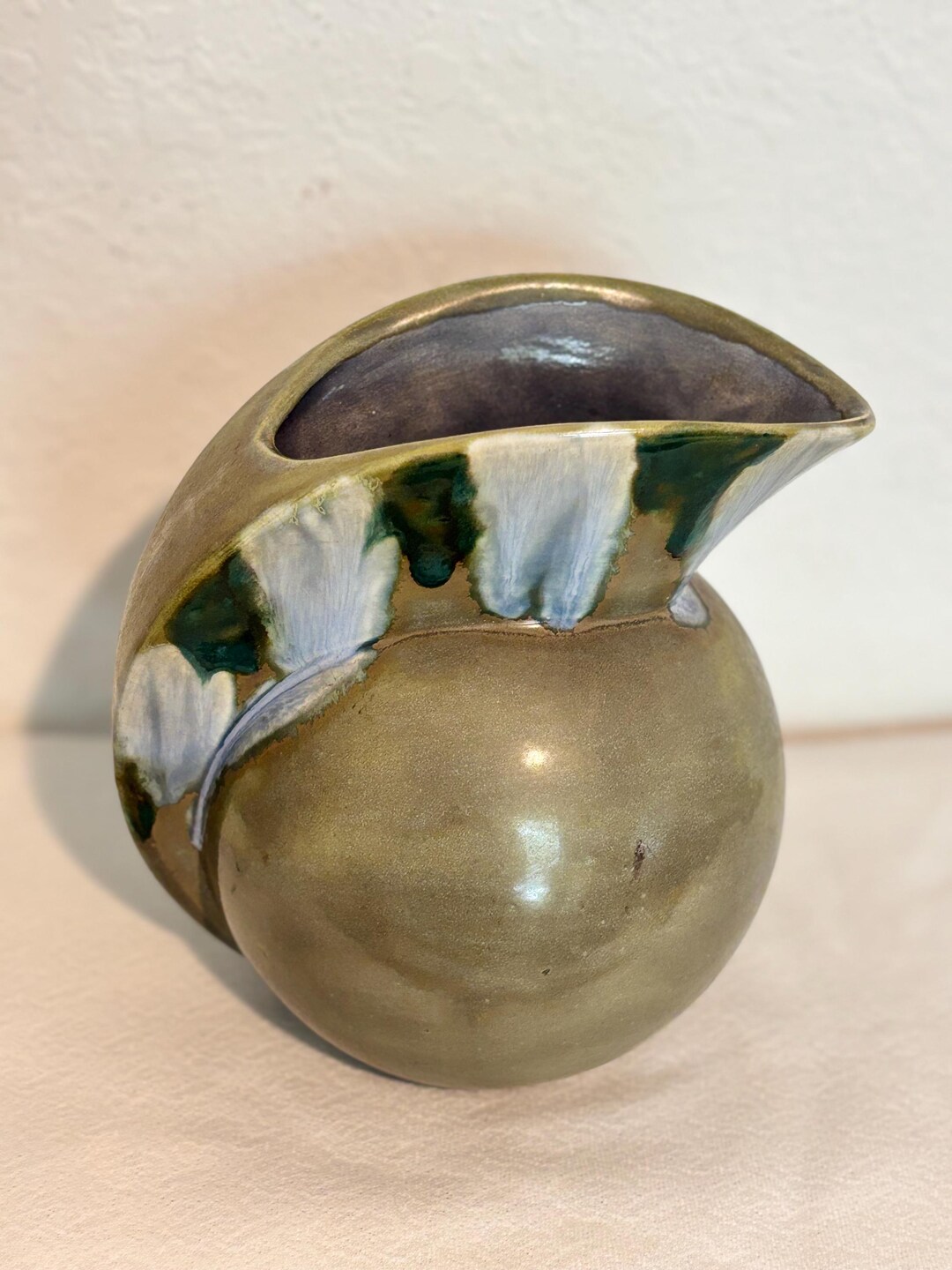 Vintage Glaze Pottery Freeform Vase/pitcher Mohawk Style MCM Signed - Etsy