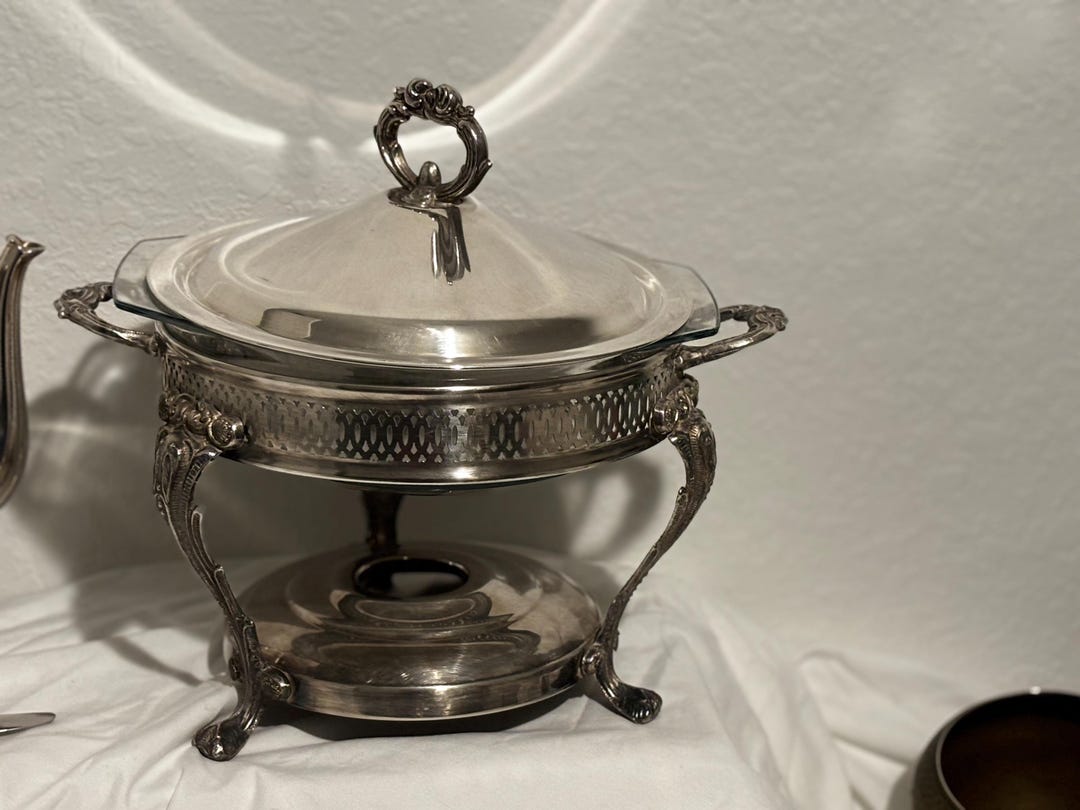 Vintage Silver Set, Silver Plate Warmer 10 Silver Plated Knives and ...