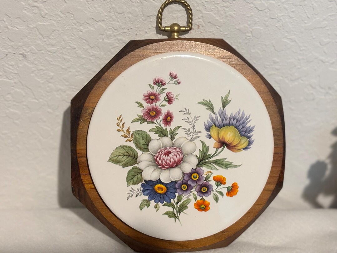 VINTAGE Jerry Schultz & Co Wood Ceramic WALL DECOR Triver - Etsy