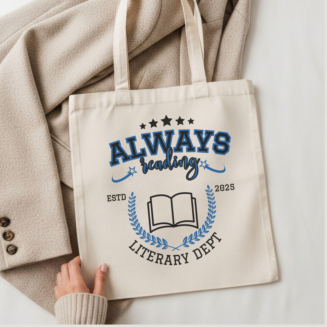 Literary Tote Bag: Always Reading Bookworm Gift - Etsy