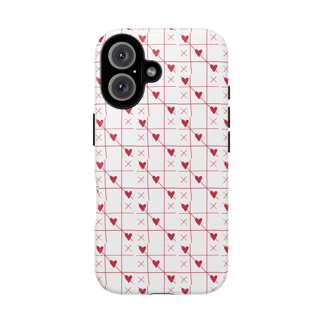 Red Hand-drawn Hearts Grid Tough Case | Phone Protective Case ...
