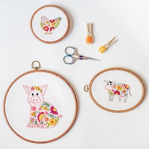 Farmington Hand Embroidery PDF Pattern Featuring Farm Animals With ...