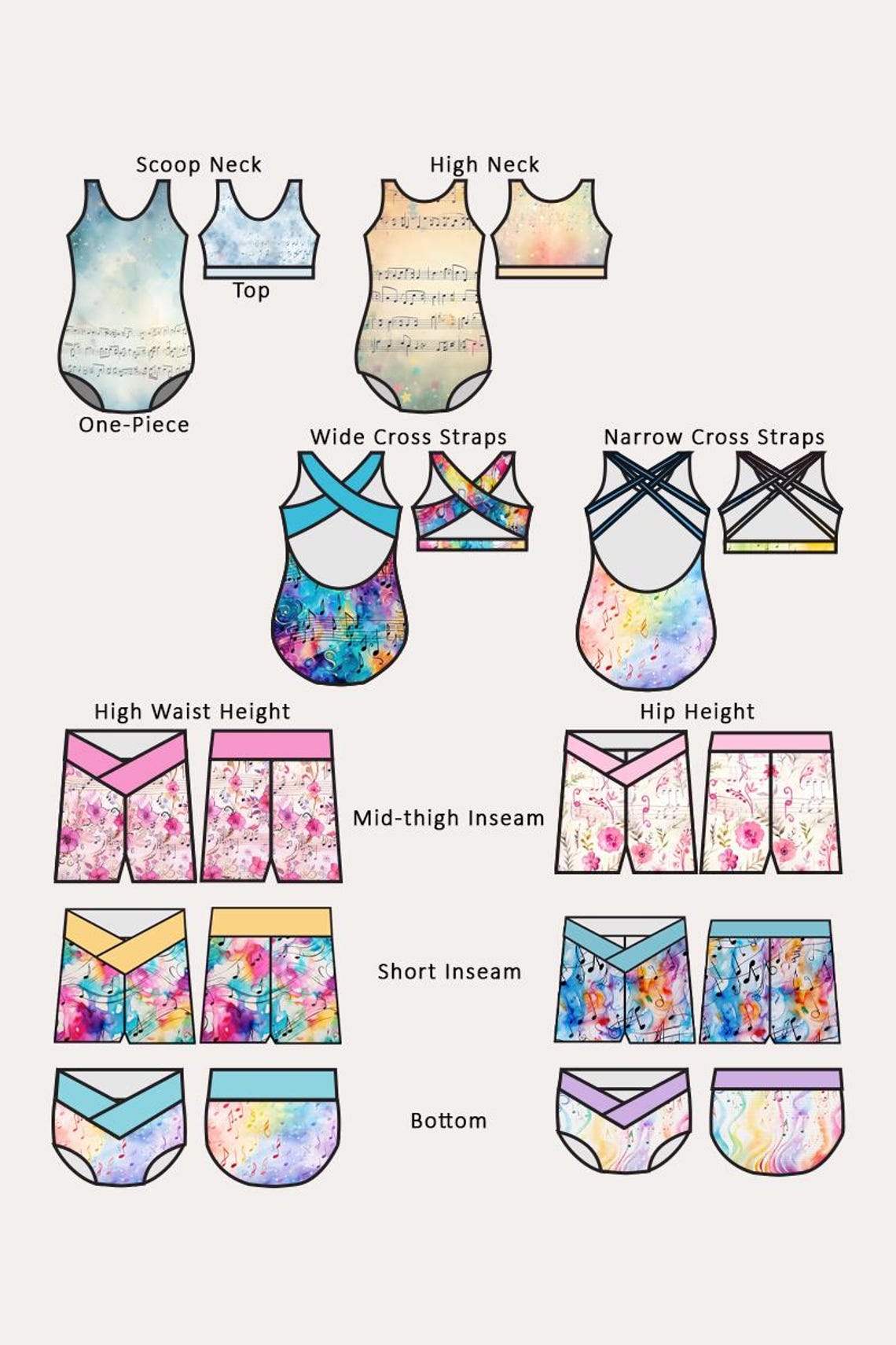 Tybee One- and Two-piece Swim and Dance Wear PDF Sewing Pattern ...