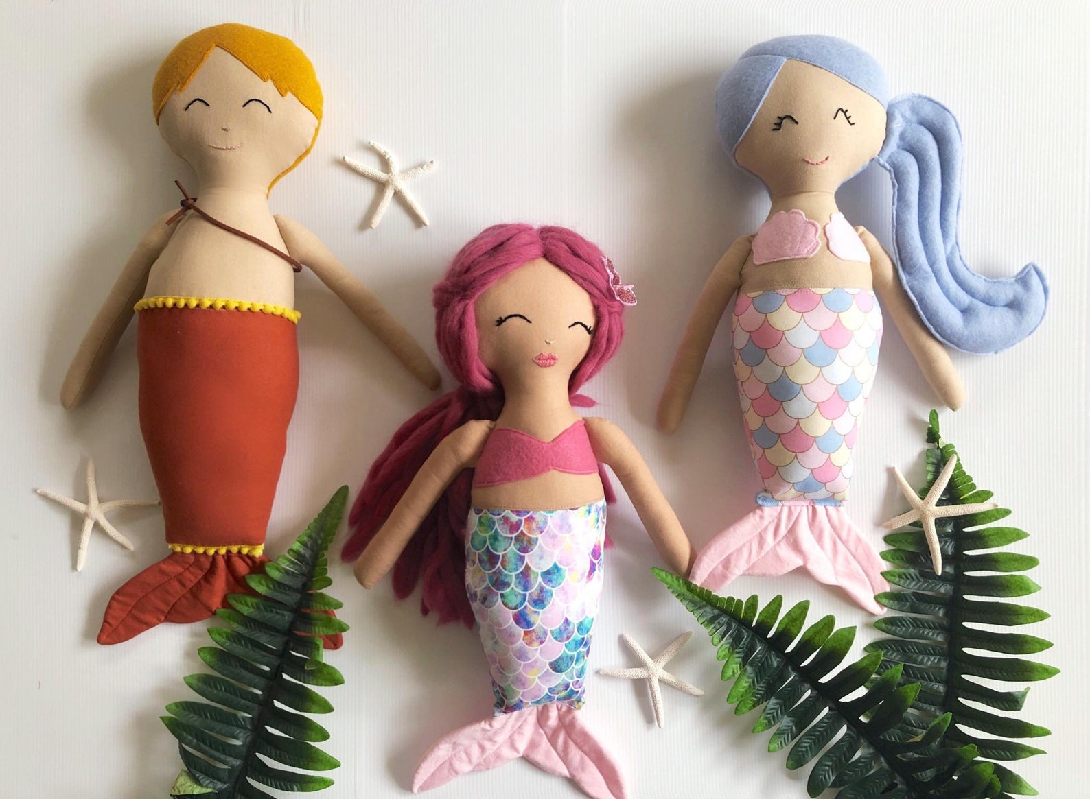 Coralie Mermaid and Caspian Merman Doll PDF Sewing Pattern, Doll ...